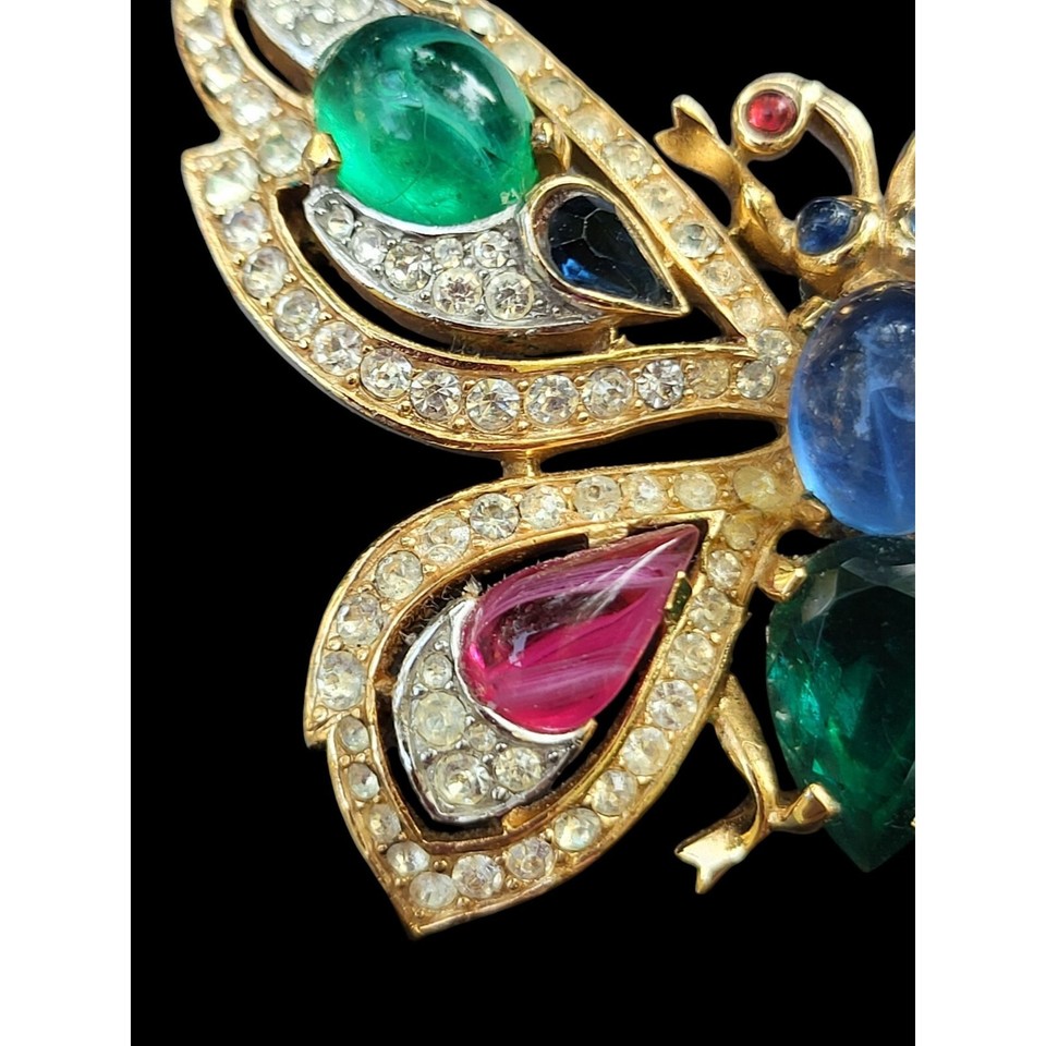 VIntage Trifari Moghul MultiColor Stones Butterfly Pin Brooch Jewels of ...