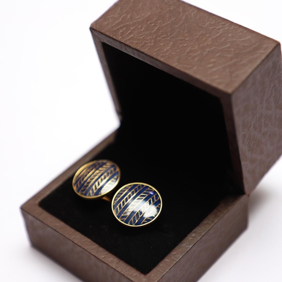 92.5 Sterling Silver Blue Enamel Round Shape Gold Plated Wedding Gift ...