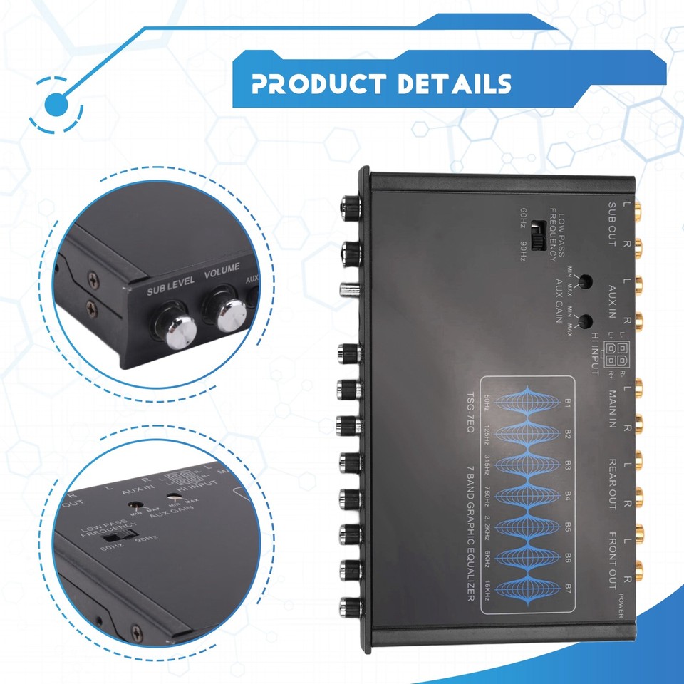 7 Band Car Equalizer Audio EQ Tuning Crossover Amplifier Parametric ...