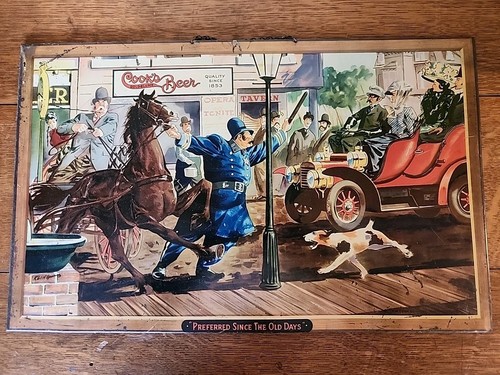 Vintage Original Cooks Beer Tin Over Cardboard Advertising Sign ...