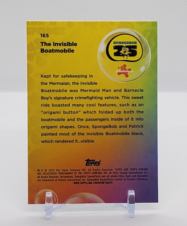 The Invisible Boatmobile - 2025 Topps Chrome SpongeBob Green Kelp ...