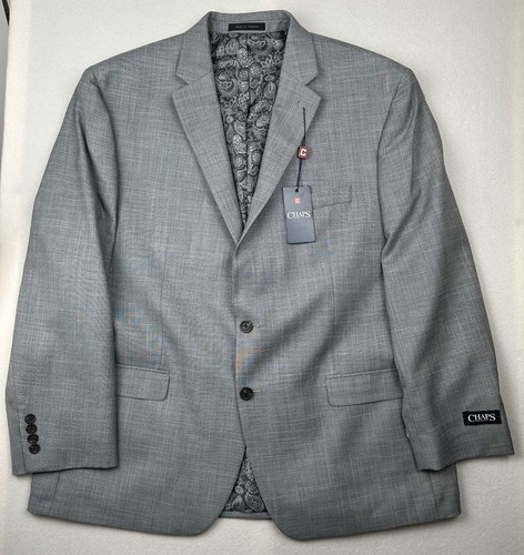 NWT Chaps Mens Stretch 2 Button Blazer Sport Coat Light Grey Sz 48 ...