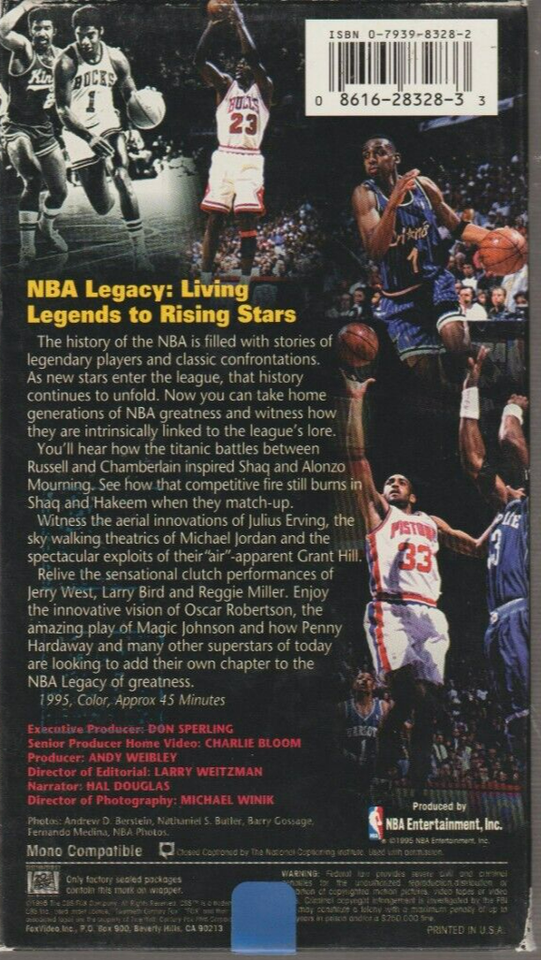 NBA Legacy Living Legends to Rising Stars NBA VHS Very Good 1994 ...