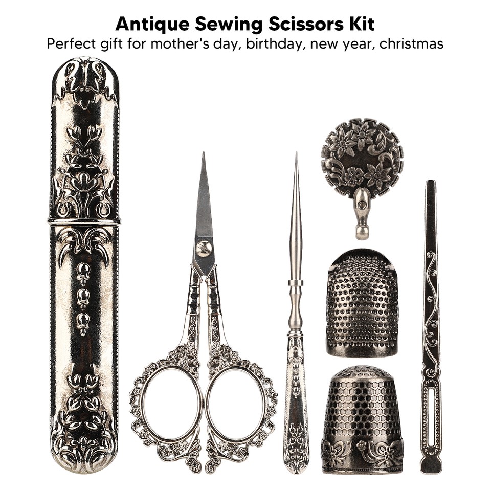 Sewing Scissors Kit Vintage Embroidery Scissors Set Stainless Steel ...
