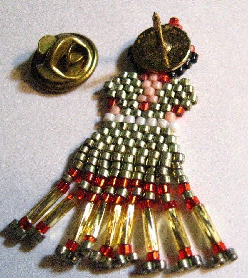 American Indian Lapel Pin - Beaded Female Indian Princess Women ...