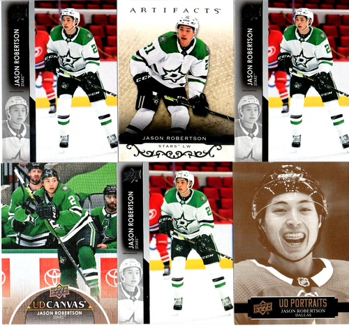 JASON ROBERTSON 6 CARD LOT 2021-22 UPPER DECK UD CANVAS C147 PORTRAITS ...