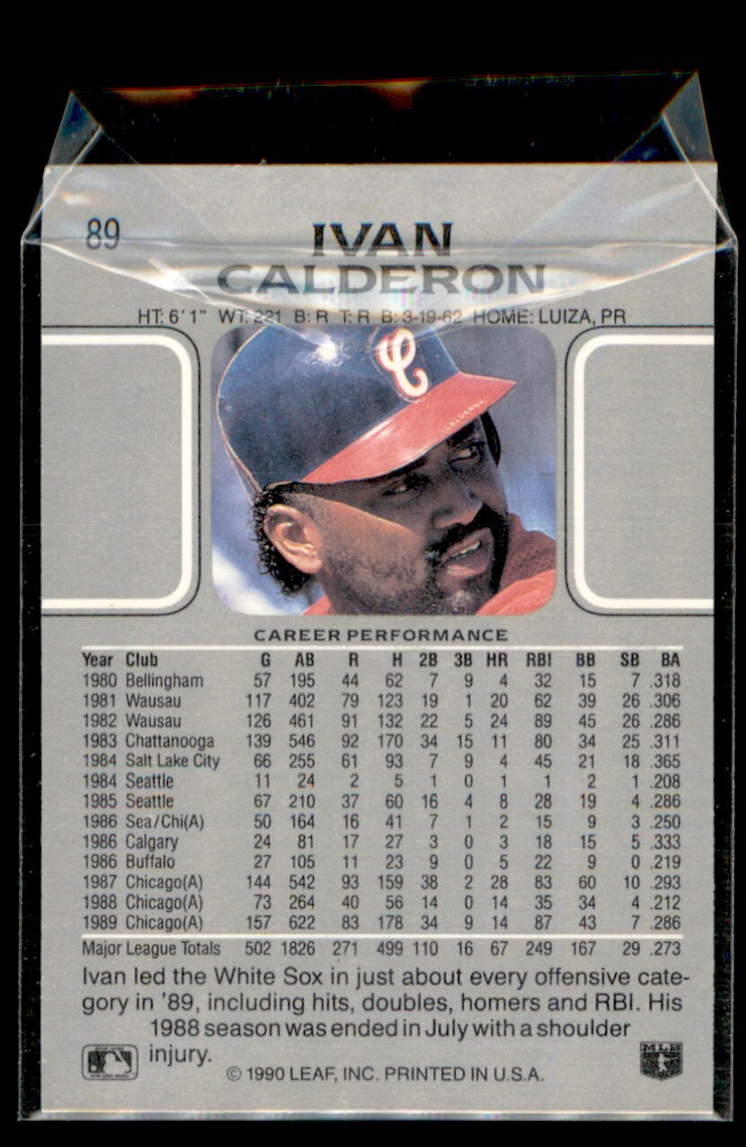 1990 LEAF IVAN CALDERON CHICAGO WHITE SOX #89 | eBay