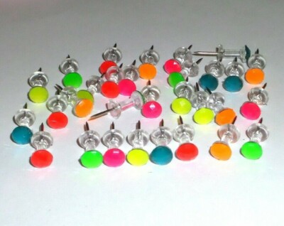 30 Mixed Neon Color thumb tacks, push pin, Office Decor, Cork Memory ...