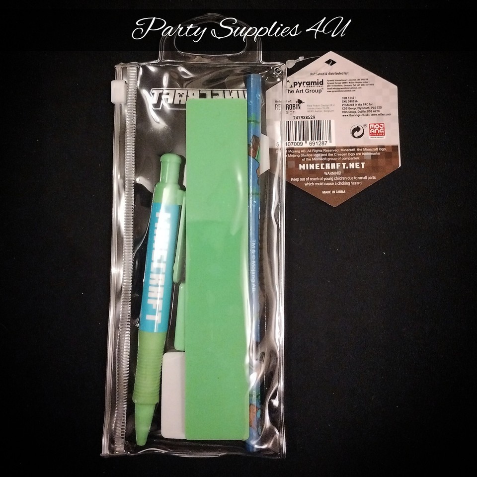 Minecraft Stationery Set/Pencil Case/Eraser/Ruler/Stocking Filler/Back ...