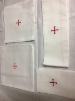 Church Linens 100% Linen RED / WHITE cross, for Altars & Portable sets ...
