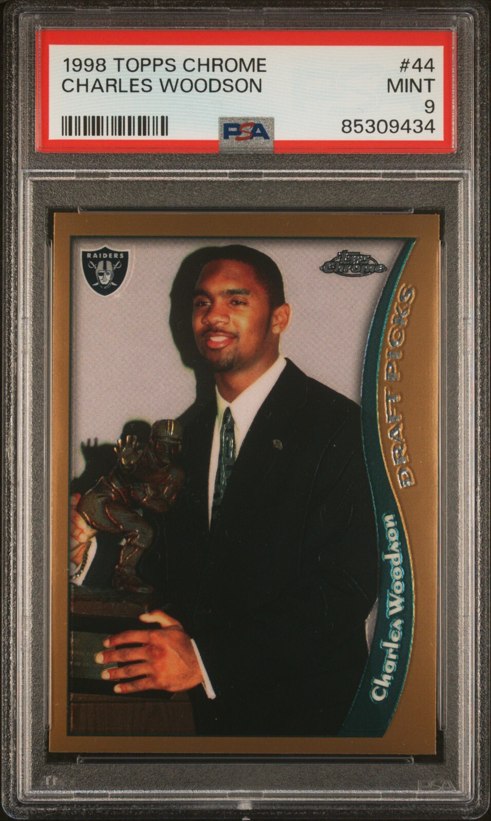 PSA 9 MINT 1998 TOPPS CHROME CHARLES WOODSON #44 RAIDERS ROOKIE RC B198 ...