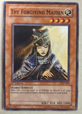 1996 YU-GI-OH "THE FORGIVING MAIDEN" 1ST Edition Card LON-044 FREE ...