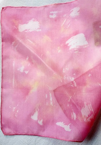 Soft Pink Handkerchief, Hand-painted PURE Silk, 28 X 28cm, Gift Wrapped ...