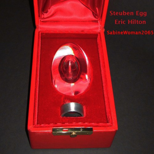 NEW in RED BOX STEUBEN glass OVOID BUBBLE ornament faberge egg gem e ...