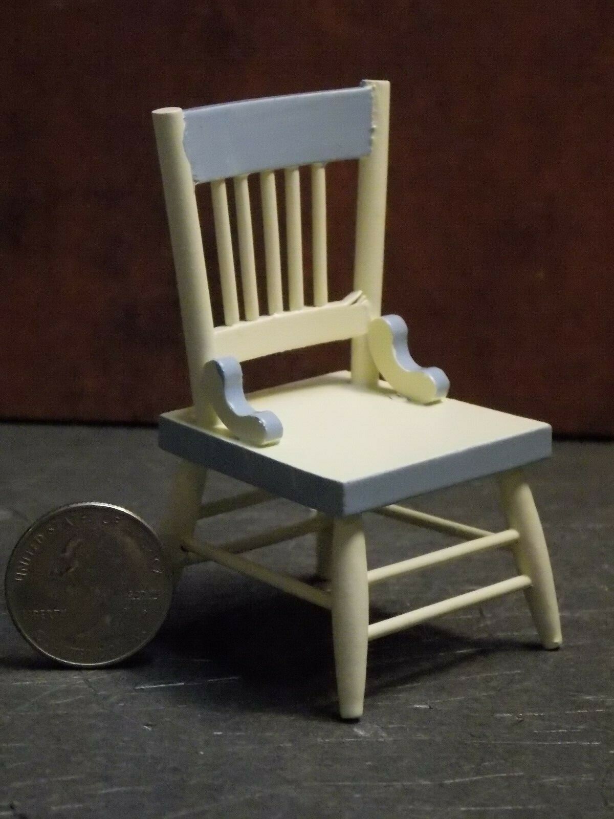 Dollhouse Miniature Kitchen Side Chair Beige Blue 1:12 scale N100 ...