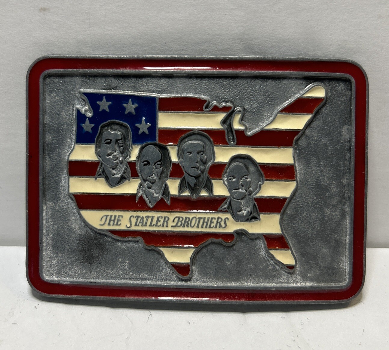 Vintage THE STATLER BROTHERS USA Map Belt Buckle - Gem