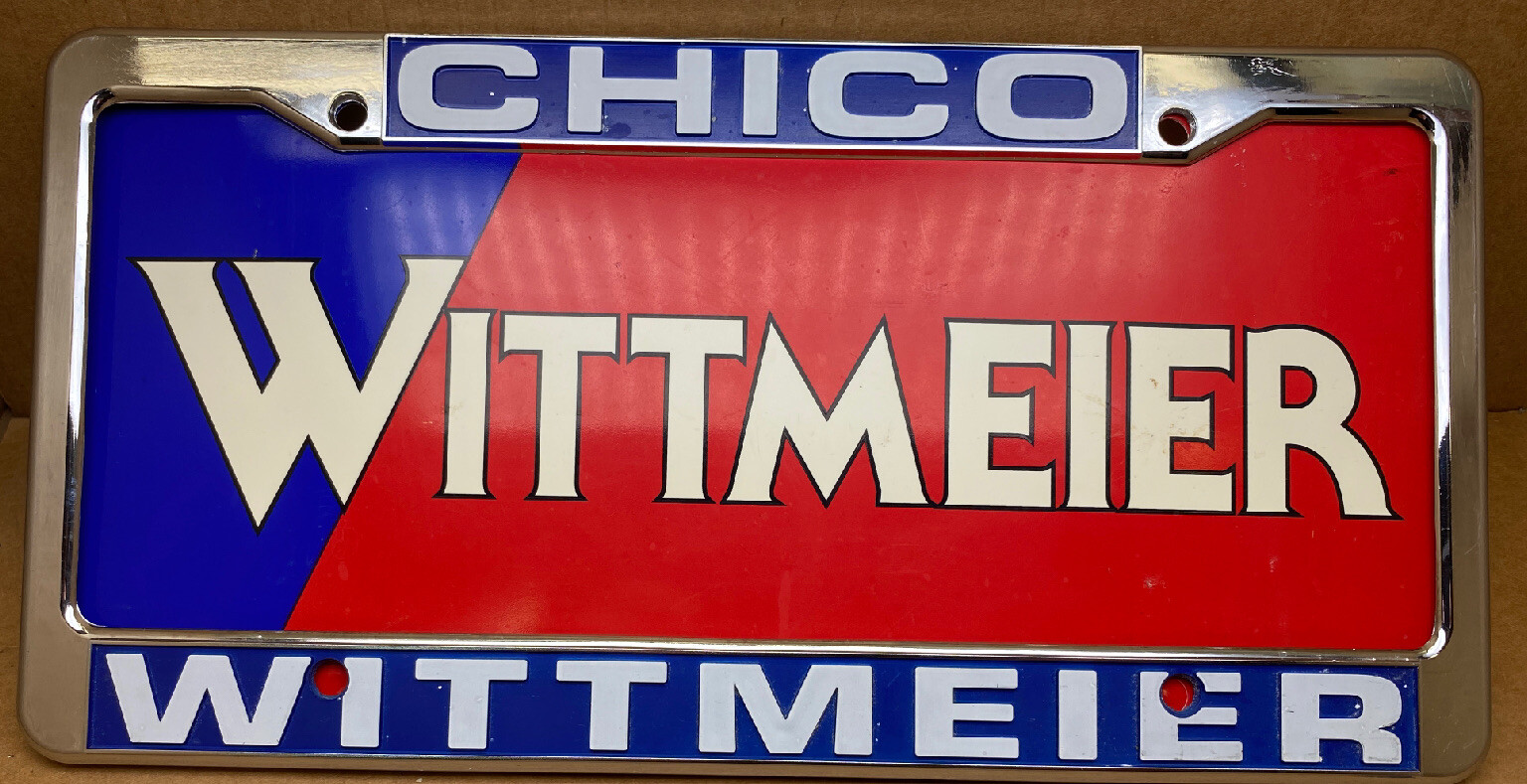 RARE WITTMIER ( CHICO CA.)DEALER-LICENSE PLATE FRAME-VINTAGE-plastic | eBay