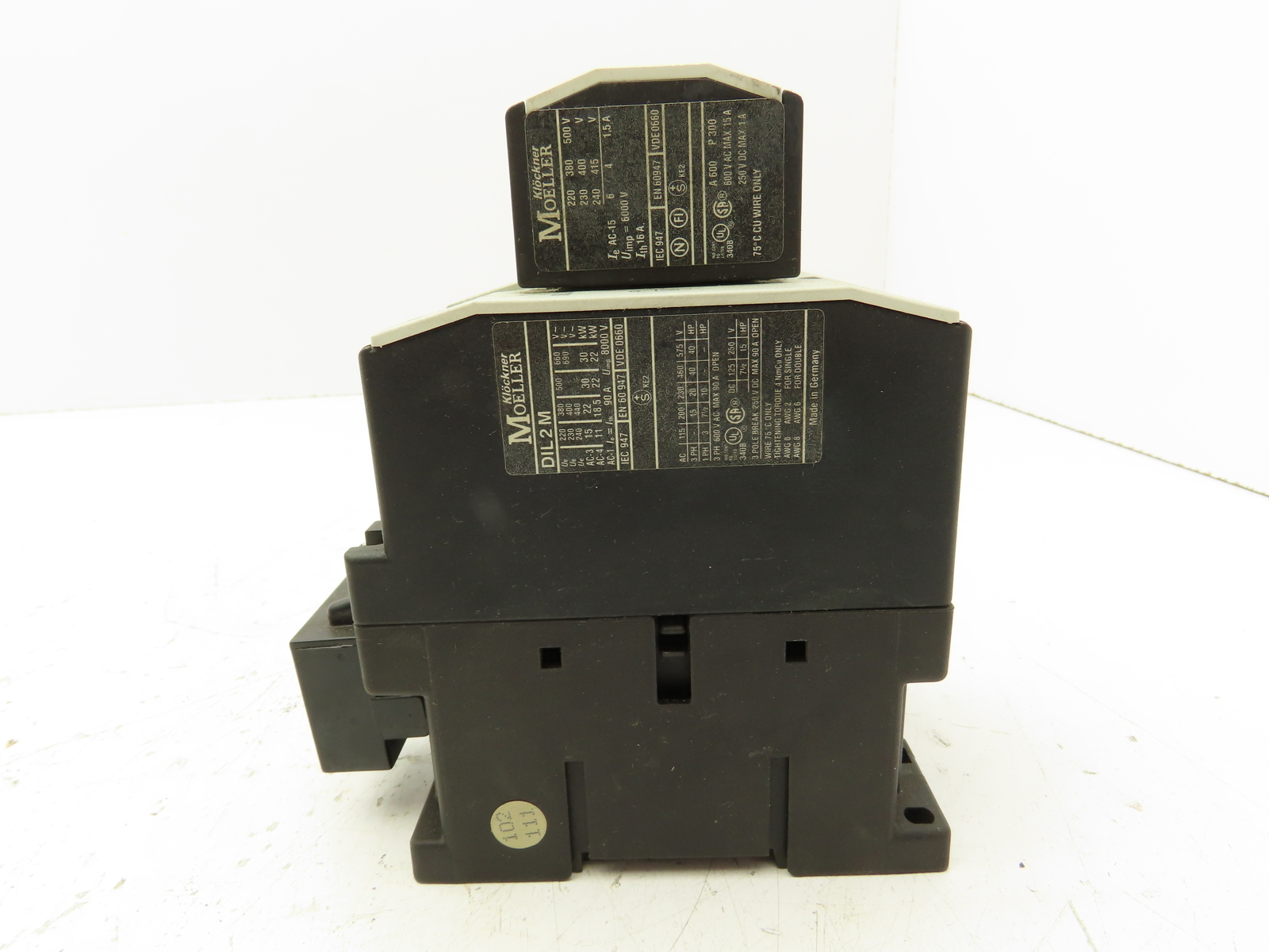 Moeller DIL2M IEC Contactor 90A 3P 230/460V 3PH 120V Coil w/Aux Contact ...