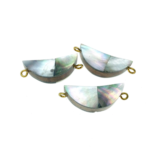 Silver Gray Crescent Shaped Natural Shell Focal Connector - 14mm x 35mm ...