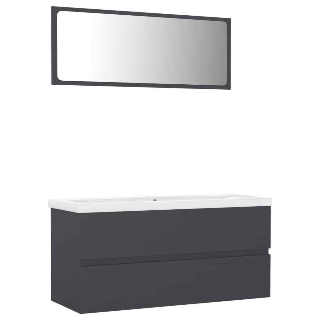 Bathroom Vanity Unit Mirror Set Built-in Basin Sink Shelf Storage ...