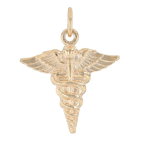 Yellow Gold Caduceus Charm - 14k Health Care Medical Professional ...