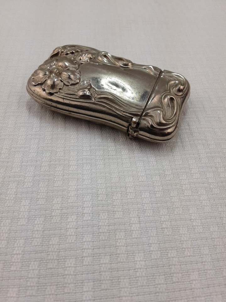 Vintage German Silver Onate Floral Design Match Safe Vesta | eBay