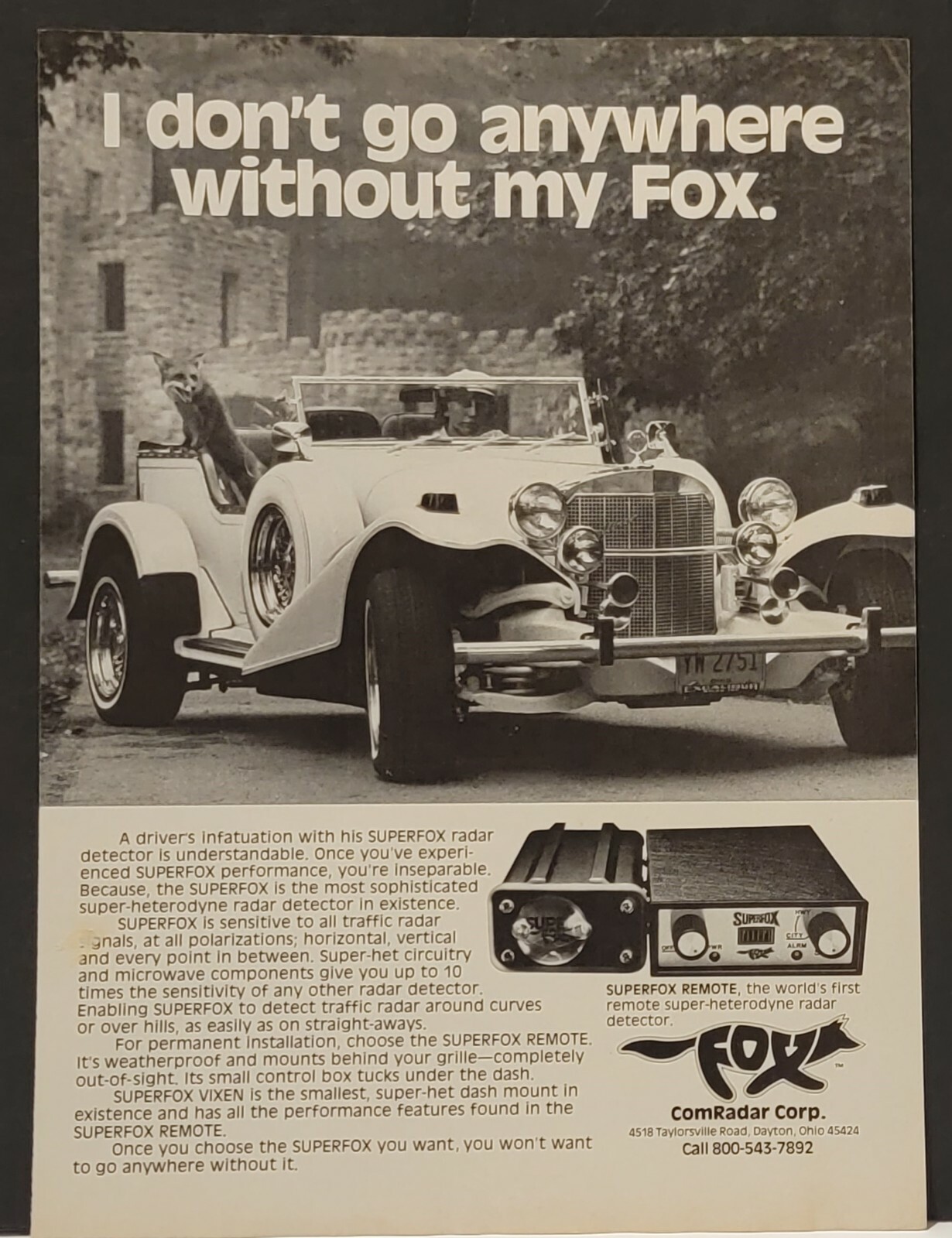1979 Super Fox Superfox Vixen Remote Radar Detector Original Print Ad ...