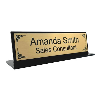 Personalised Desk Sign Name Plate Custom Modern Plaque Work Office Home ...