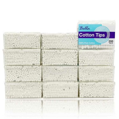 2400Pcs Cotton Tips Cotton Swabs Q-Tips Pure Natural Cotton 12x200Pk ...