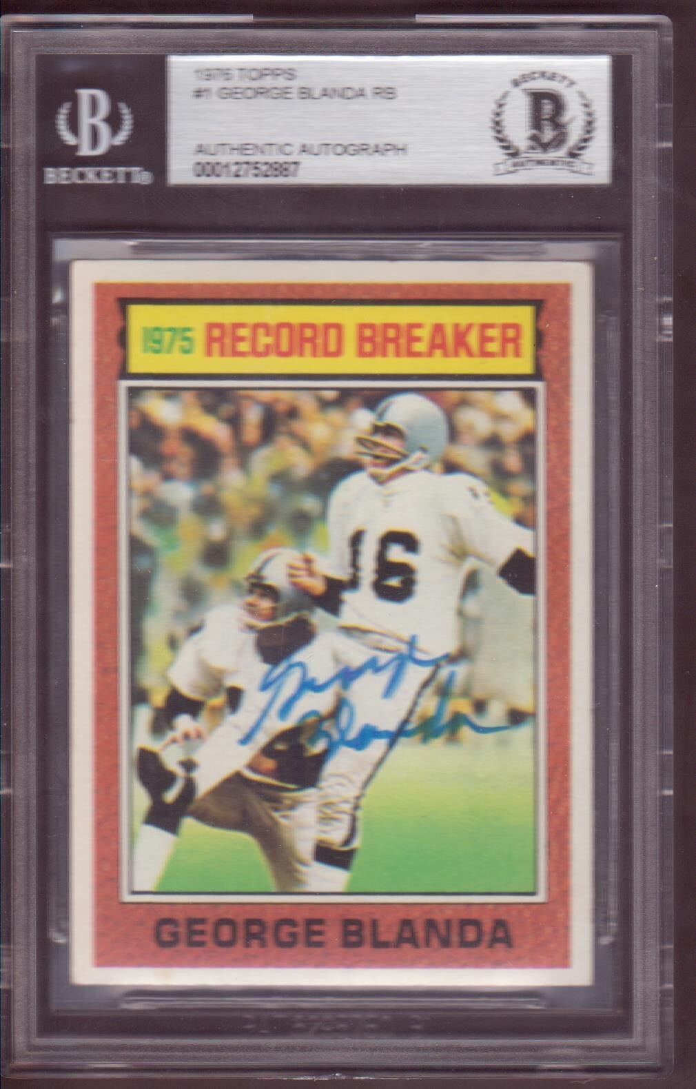 1976 Topps George Blanda Autograph BGS Bona Fide w/ Stabler #1 Oldest ...