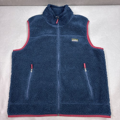 LL Bean Fleece Vest Mens XXL Blue Mountain Pile High Sherpa Hiking ...