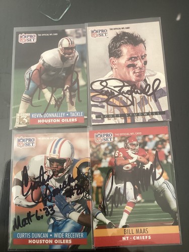 Lot of 4 Signed NFL Pro Set 80's and 90's Football Trading Cards ...