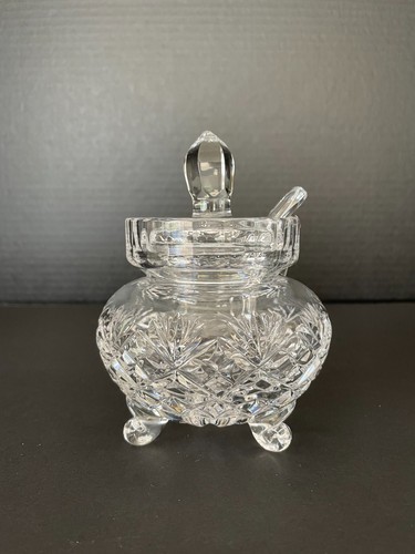 Crystal Lidded Jam Jelly Condiment Jar with Spoon | eBay