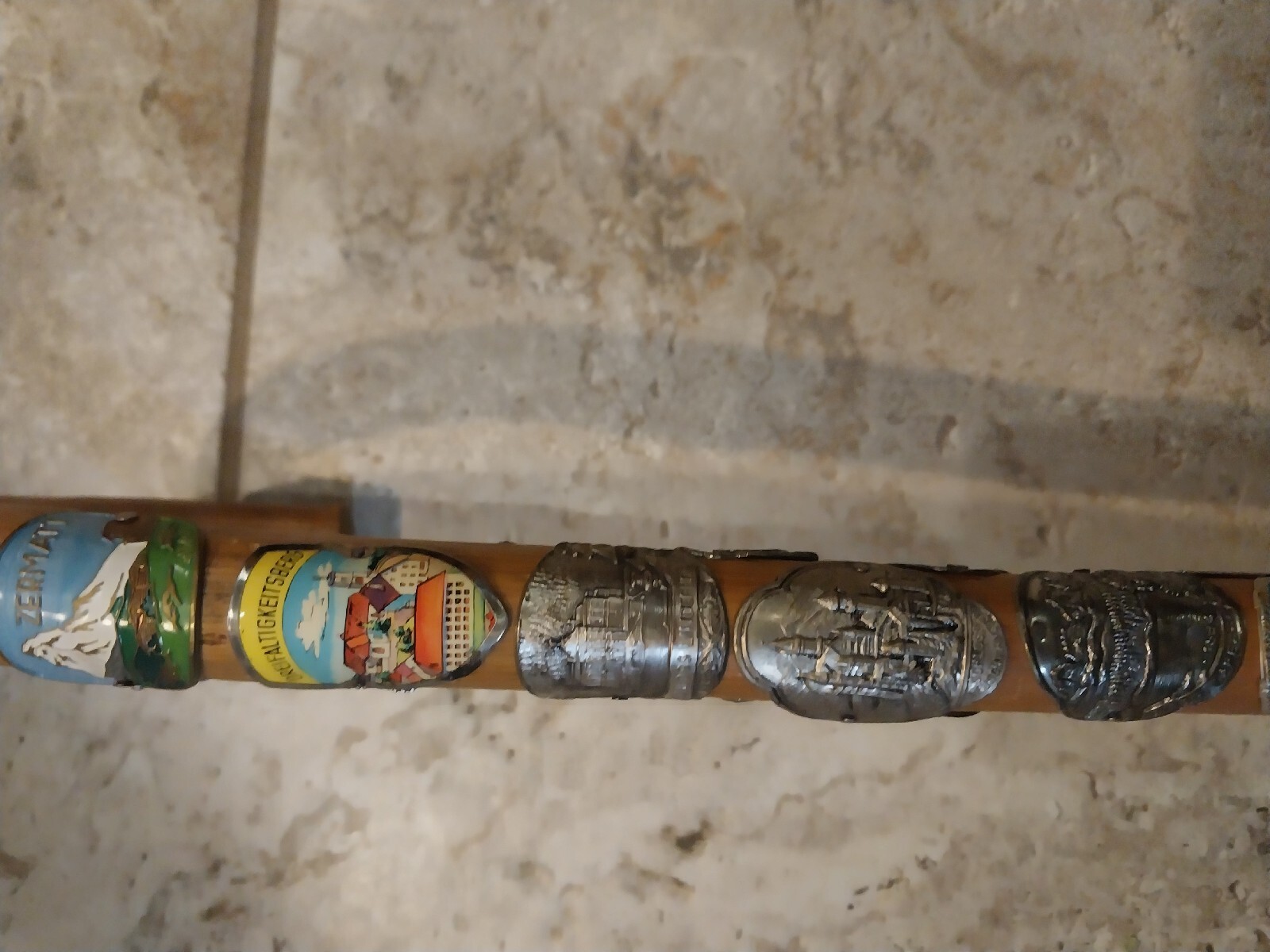 Rare Antique German Hiking Stick Cane & 24 Medallions… - Gem