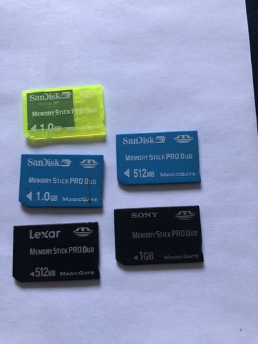 Job Lot Bundle of 5 Mixed Capacity Memory Stick Pro Duo Memory Cards ...