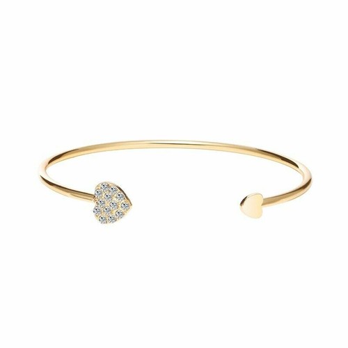 Women Fashion Bracelet Love Heart Gold Rhinestone Crystal Bangle Cuff ...