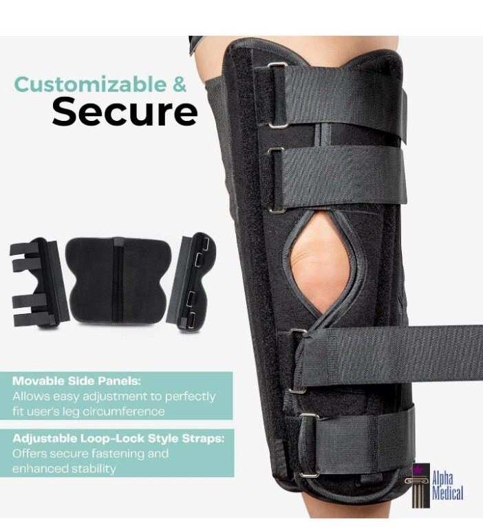 Alpha Medical Three Panel Knee & Leg Immobilizer, Knee Splint, Knee ...