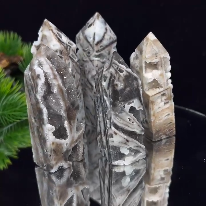 Natural Sphalerite Druzy Chalcedony Healing Crystal Tower Wand Reiki ...