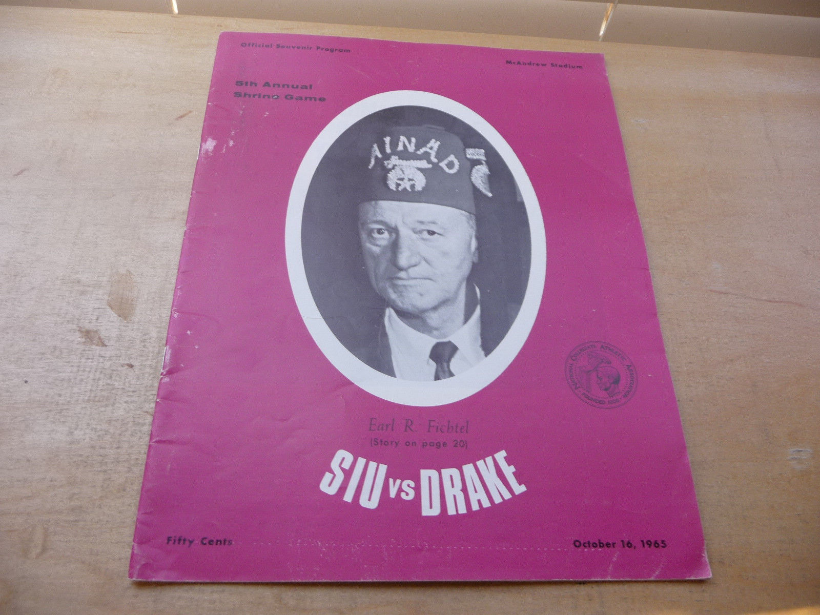 1965 DRAKE AT SIU SOUTHERN ILLINOIS COLLEGE FOOTBALL PROGRAM JIM HART ...