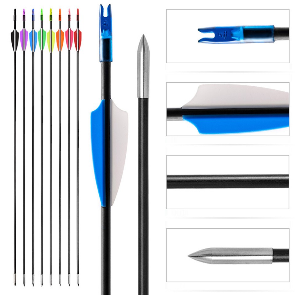 30" Archery Fiberglass Arrows Training Arrows for Recurve Compound Bow ...