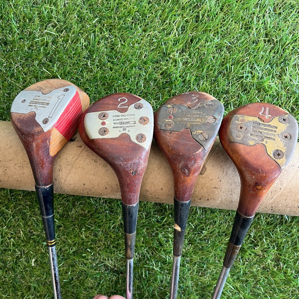 Stan Thompson Persimmon Wood Golf Club Set 1/2/3/4 woods Right Vintage ...