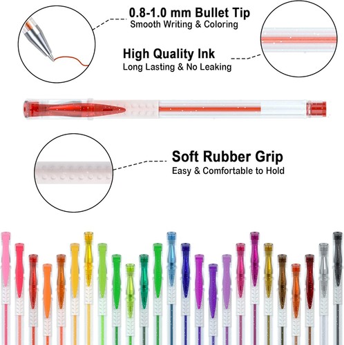 160 Pack Glitter Gel Pens Set With 80 Colors And Refills Smooth Writing ...