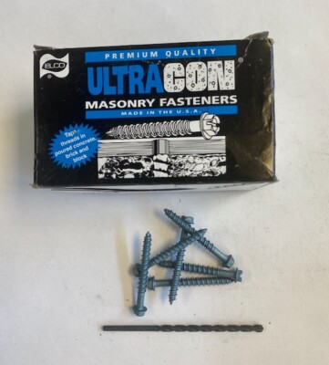 ULTRACON 1/4" X 2-1/4" SLOTTED HEX WASHER HEAD MASONRY FASTENERS BLUE ...
