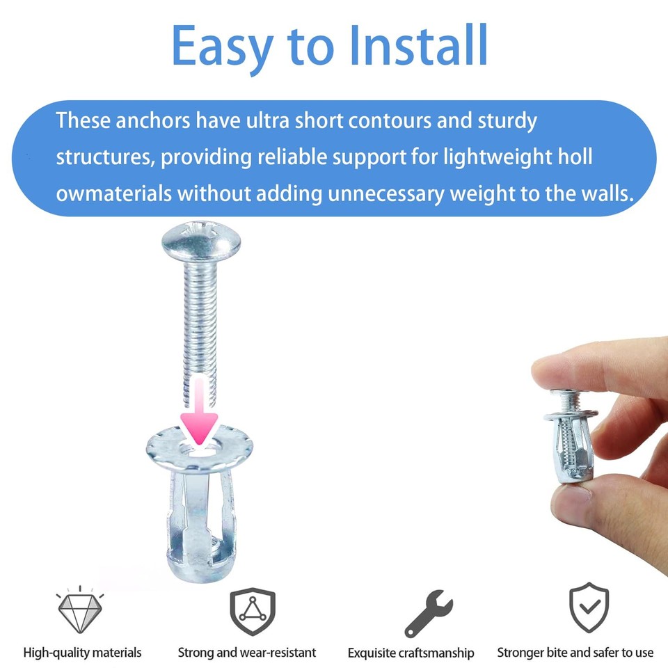 25 PCS Hollow Door Anchor Set Fixing Jack Nuts Hollow Metal Cavity M6 ...