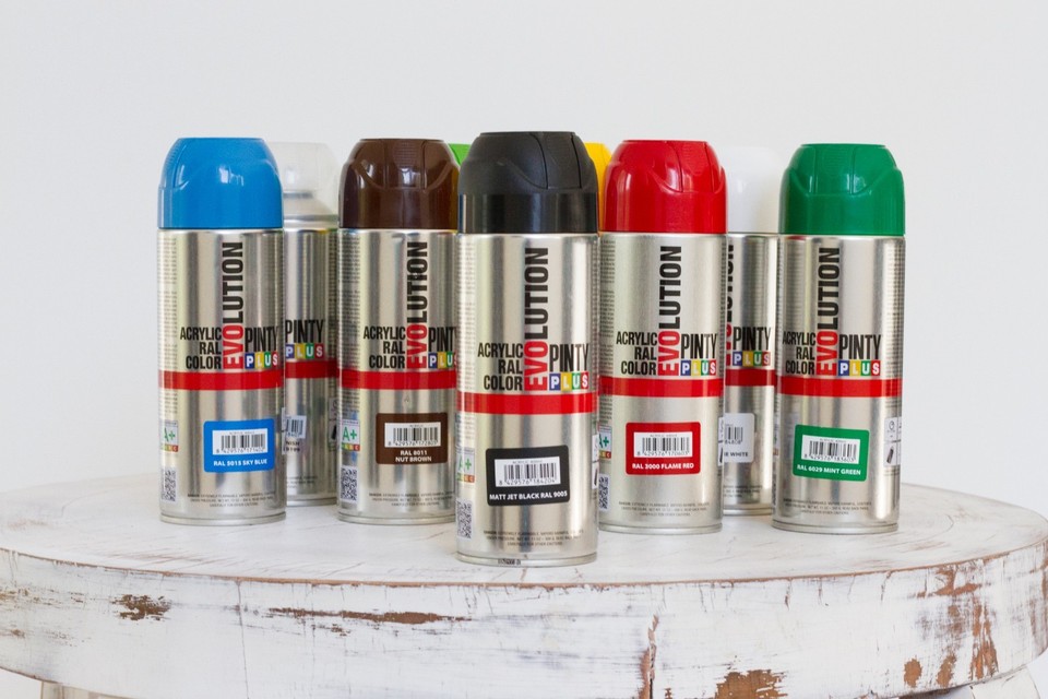 Spray Paint EVOLUTION Gloss - 400ml RAL Colours. Black White Gold ...