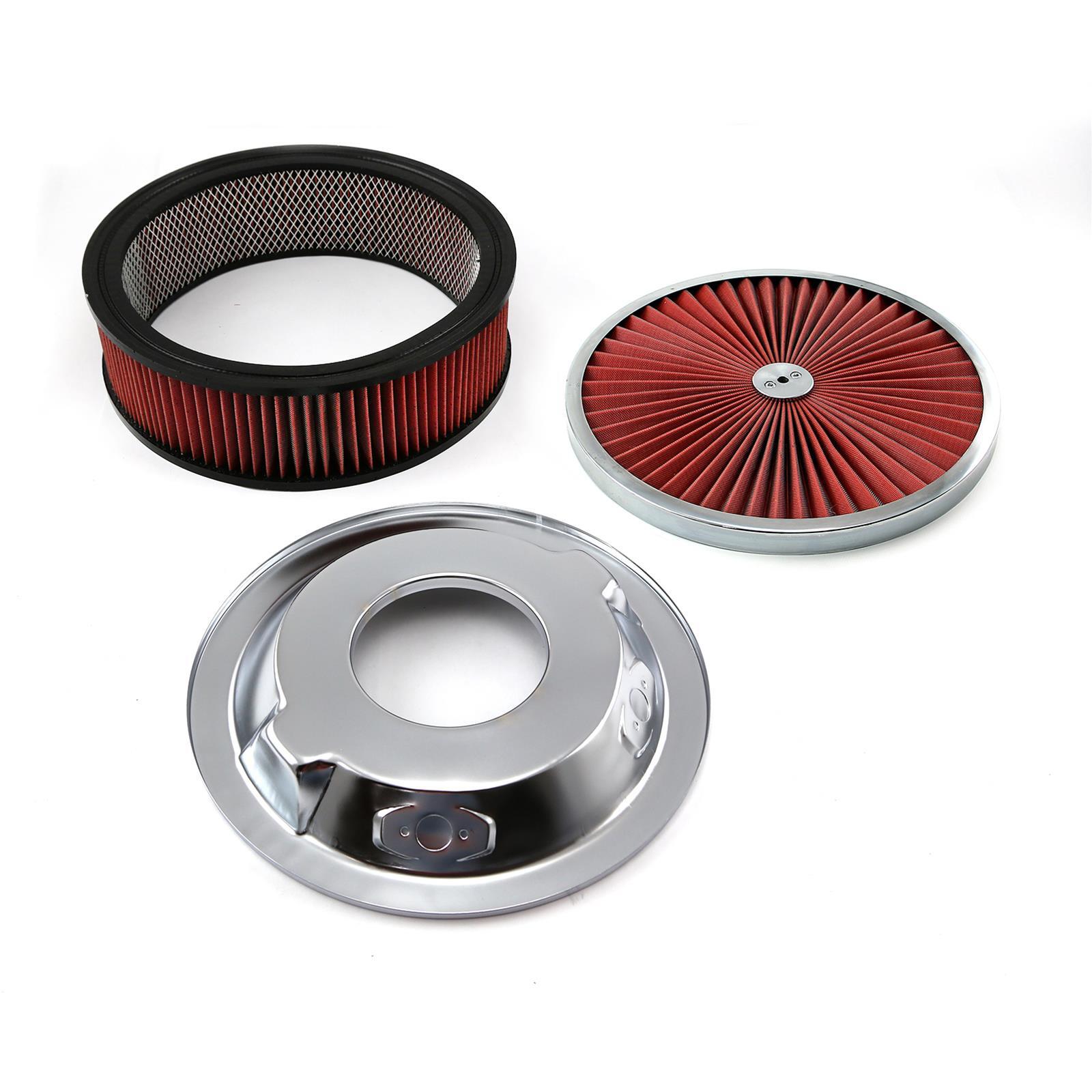 CHEVY BIG BLOCK HI FLOW CHROME AIR CLEANER DROP BASE 14x4" 396 427 454 ...