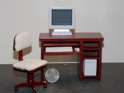 Dollhouse Miniature Computer Desk Set 1:12 inch scale P223 Dollys ...