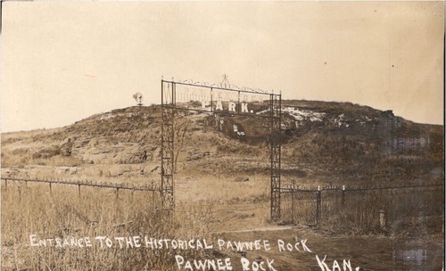 1920s RPPC Photo PAWNEE ROCK STATE PARK Old Entrance Sign KANSAS Santa ...