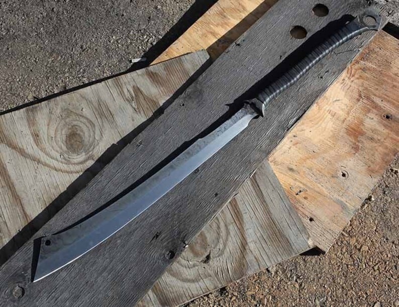 35 Inches BLACK Leather Wrapped Machete , Sharp Edge Long Handle ...