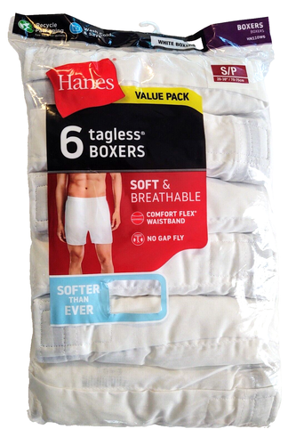 Hanes Value Pack - 6 Soft Tagless Woven Boxers No Gap Fly Small (28"-30 ...